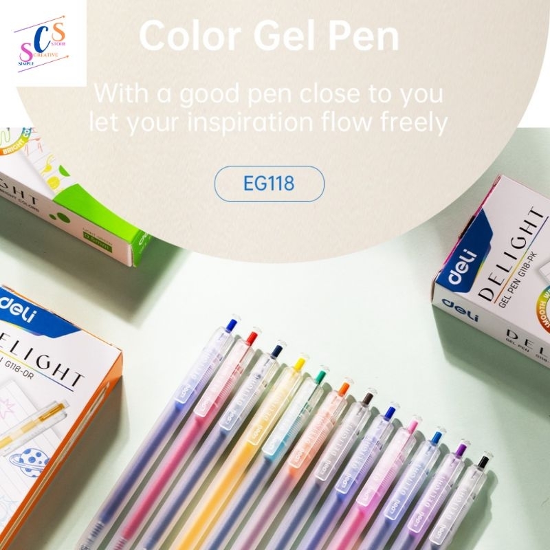 Jual DELI GEL PEN TINTA WARNA DAN HITAM / Retractable CETEK EG118 0.5 ...