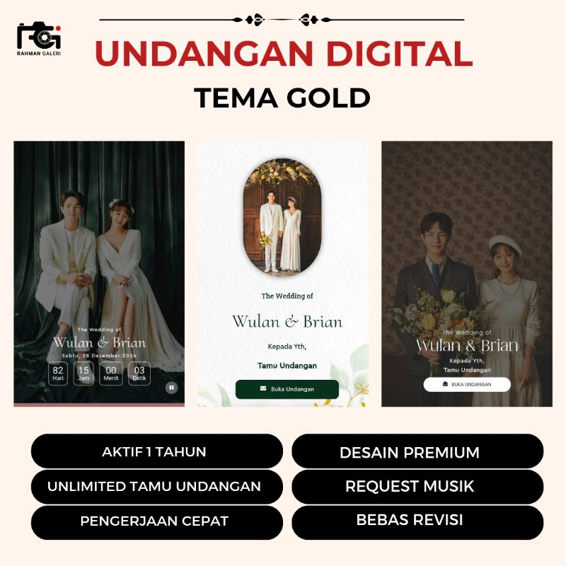 Jual Undangan Digital Tema Gold | Shopee Indonesia