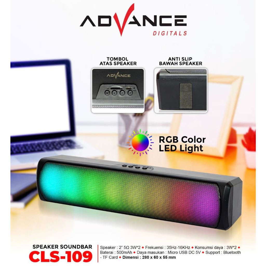Jual Advance CLS-109 Speaker Multimedia Bluetooth Soundbar RGB Light ...