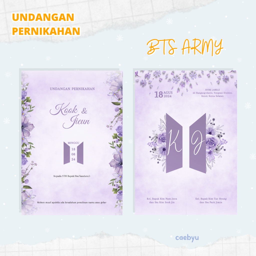 Jual Undangan Pernikahan BTS ARMY Tema Kpop Theme - Simple Aesthetic ...