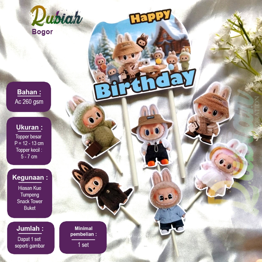 Jual Custom Nama Foto Topper cake karakter Labubu Hiasan Kue Ulang ...