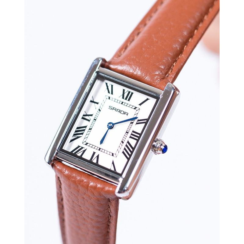 Jual SANDA TANK BROWN LEATHER STRAP - JAM TANGAN UNISEX | Shopee Indonesia