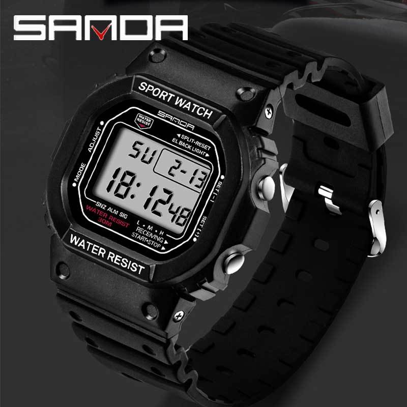 Jual SANDA Jam Tangan Olahraga Pria Bermerek Teratas Jam Tangan Digital LED Tahan Air Modis ...