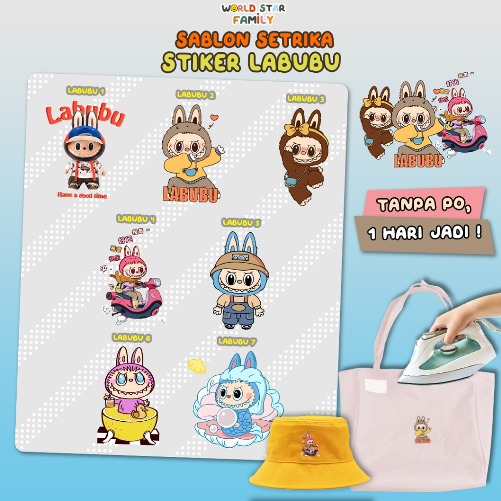 Jual WSF Stiker Kain LABUBU Stiker DIY Souvenir Ulang Tahun Sablon ...
