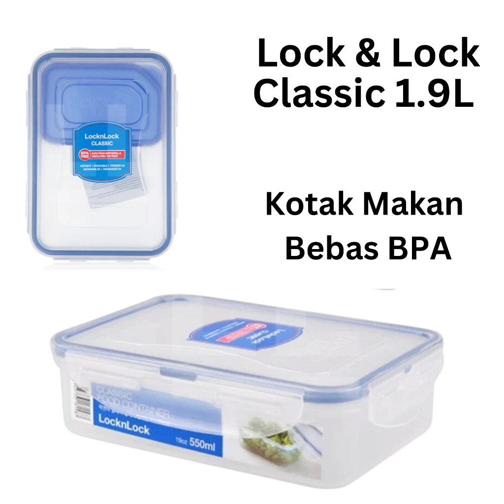 Jual Lock & Lock, LocknLock Classic Wadah Kotak Makan Rectangular 1.9L | Shopee Indonesia