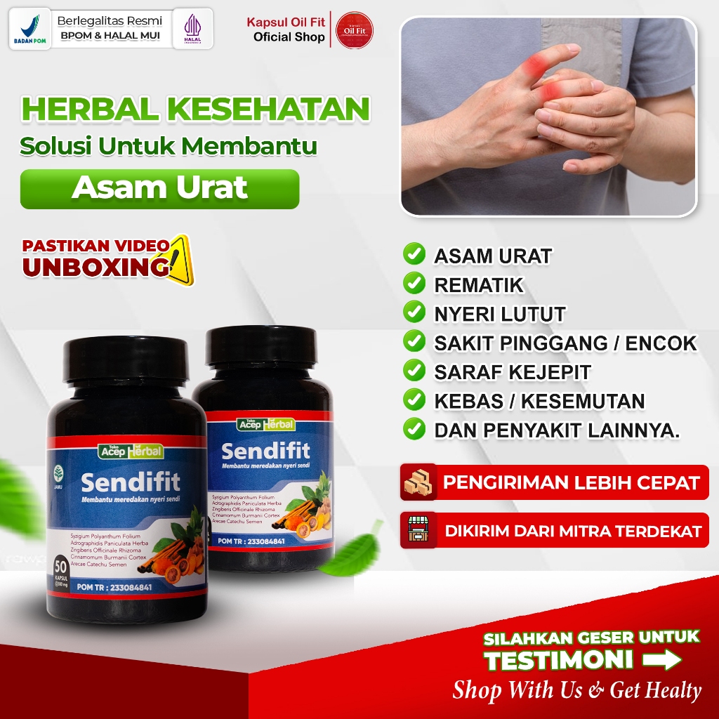 Jual SendiFit Herbal Asli Original Obat Asam Urat Rheumatik Nyeri Sendi ...