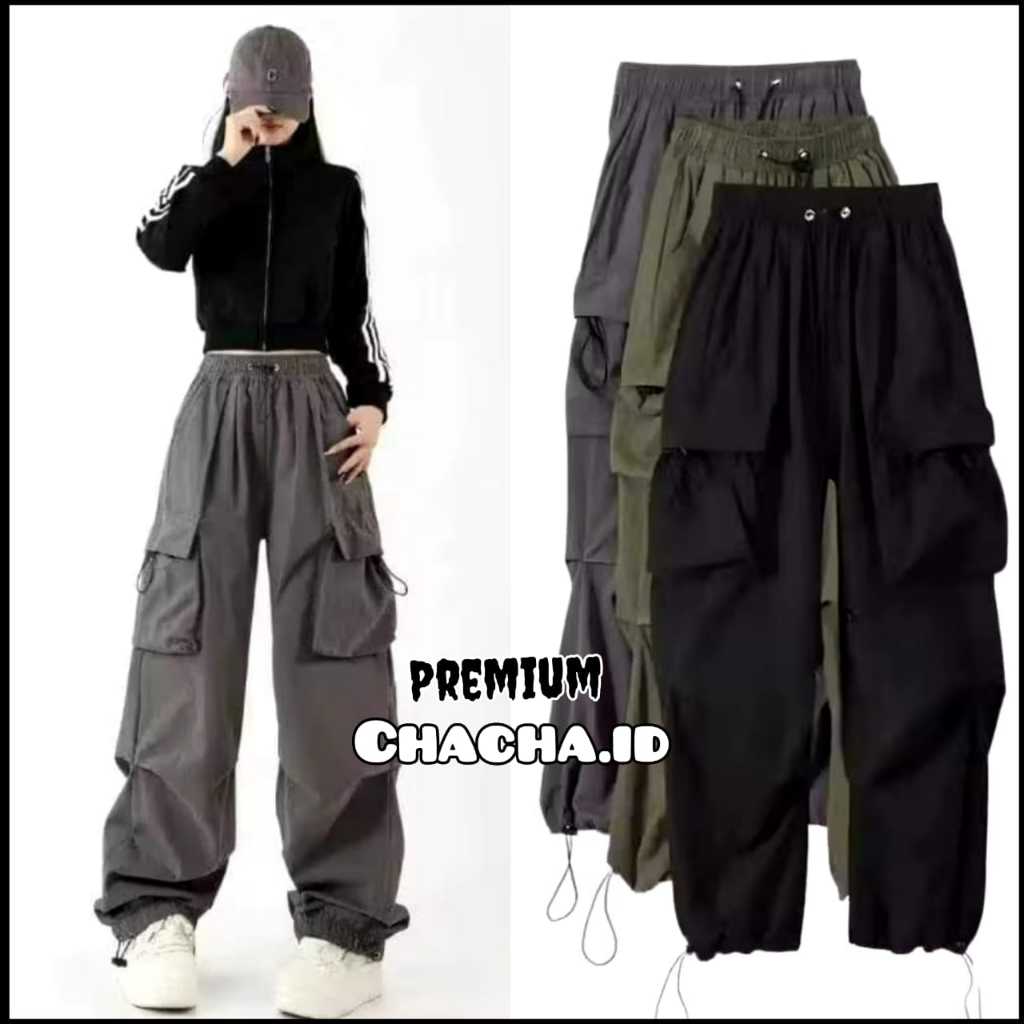 Jual Kiya Cargo Pants Wanita Highwaist Loose Korean Style Jumbo Celana Kargo Wanita Terbaru ...