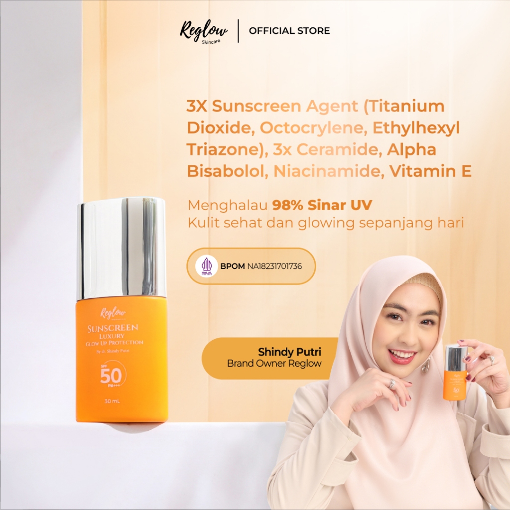 Jual Reglow Sunscreen Luxury Glow Up SPF 50 PA+++ Wajah Glowing Tone Up ...