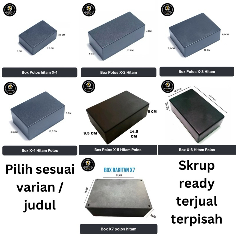 Jual box polos hitam ukuran lengkap x1 x2 x3 x4 x5 x6 x7 | box X polos ...