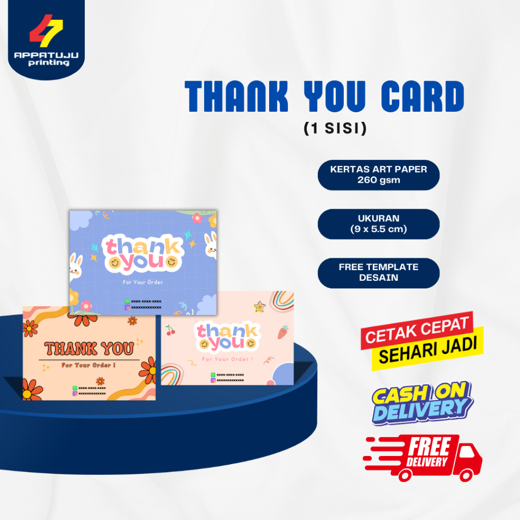 Jual [FREE TEMPLATE] Thank You Card - Kartu Souvenir - Kartu Hampers ...