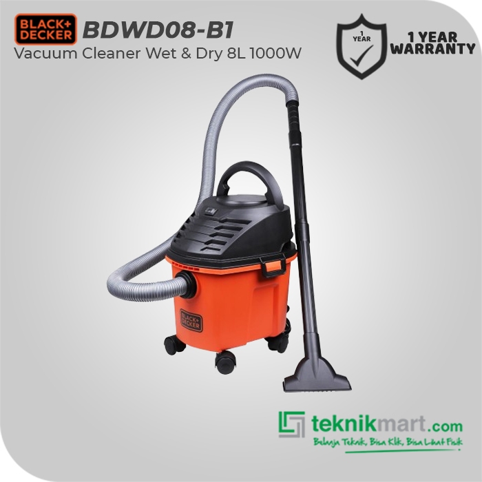 Jual Black+Decker Vacuum Cleaner Wet & Dry 1000 Watt 8 Liter BDWD08-B1 ...