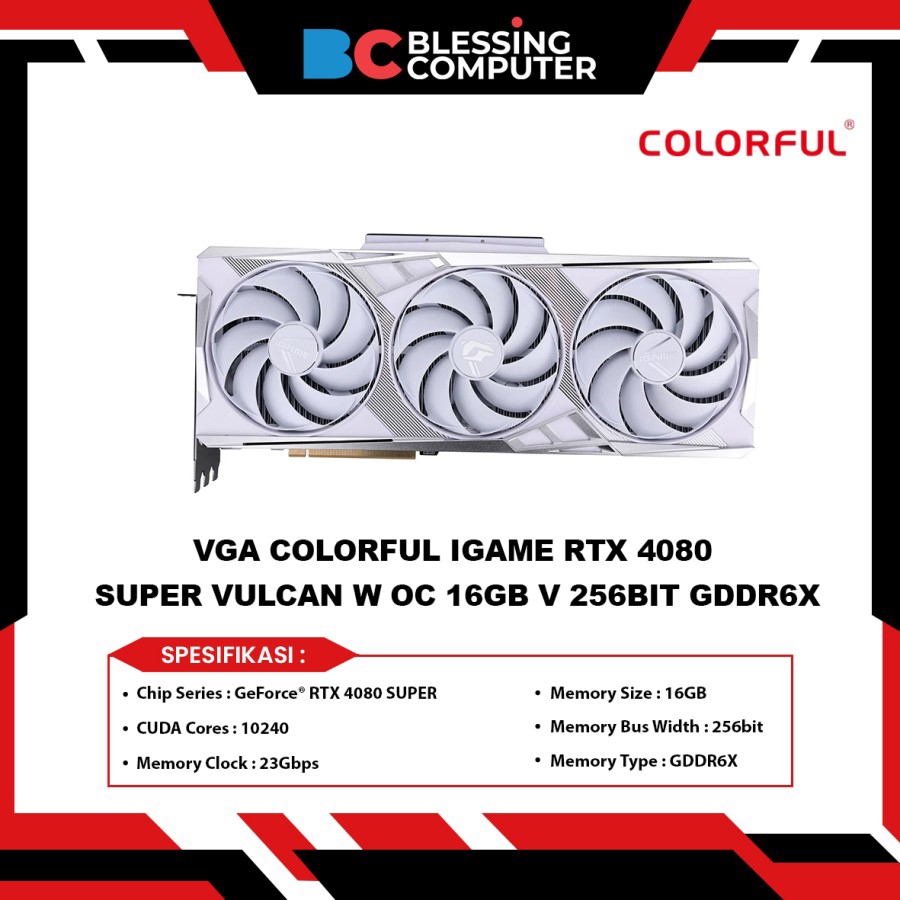 Jual VGA COLORFUL IGAME RTX 4080 SUPER VULCAN W OC 16GB V 256BIT GDDR6X ...