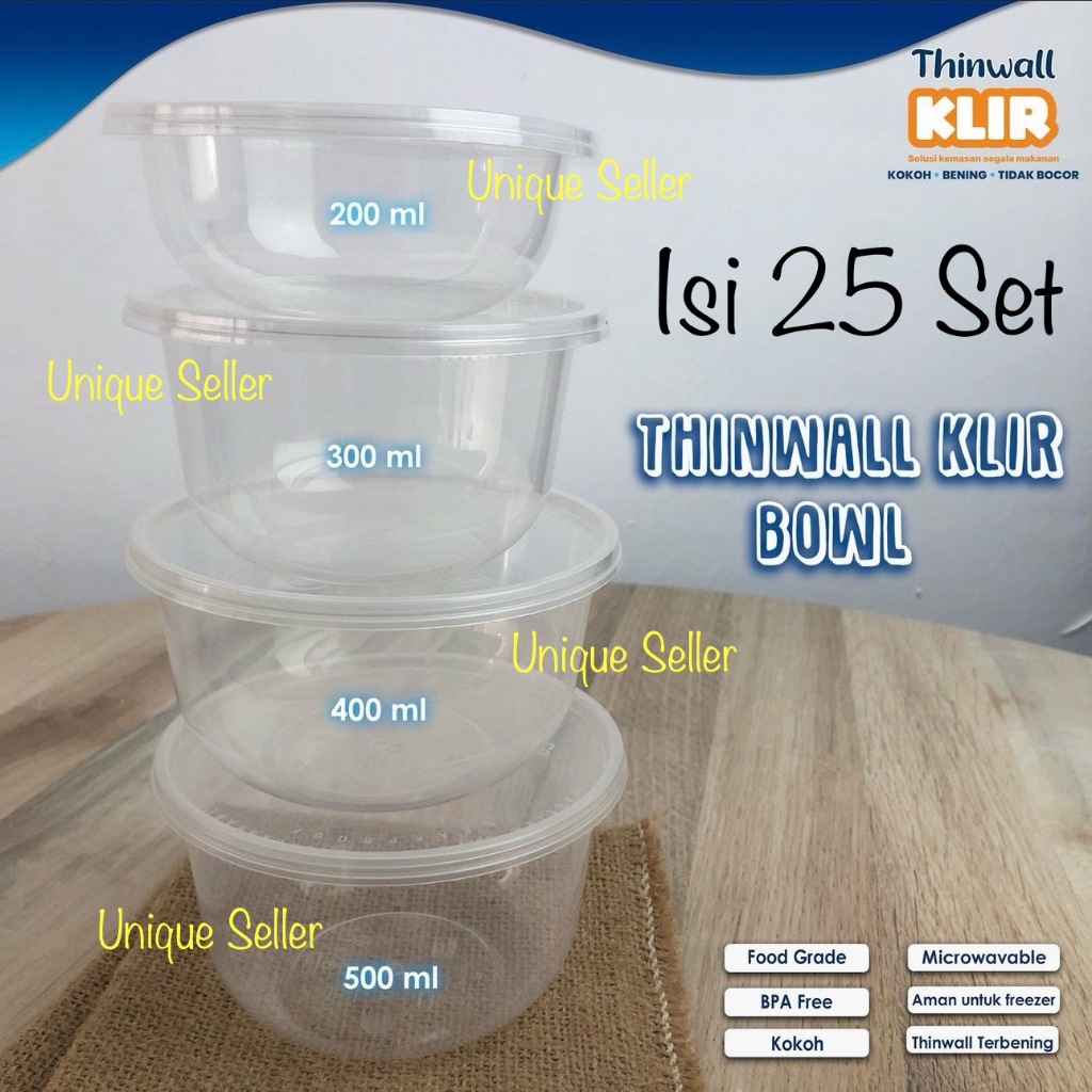 Jual [Isi25] Thinwall Roundbowl 200 300 400 425 450 500 ml KLIR / Thinwall Bowl 200 300 400 425 ...