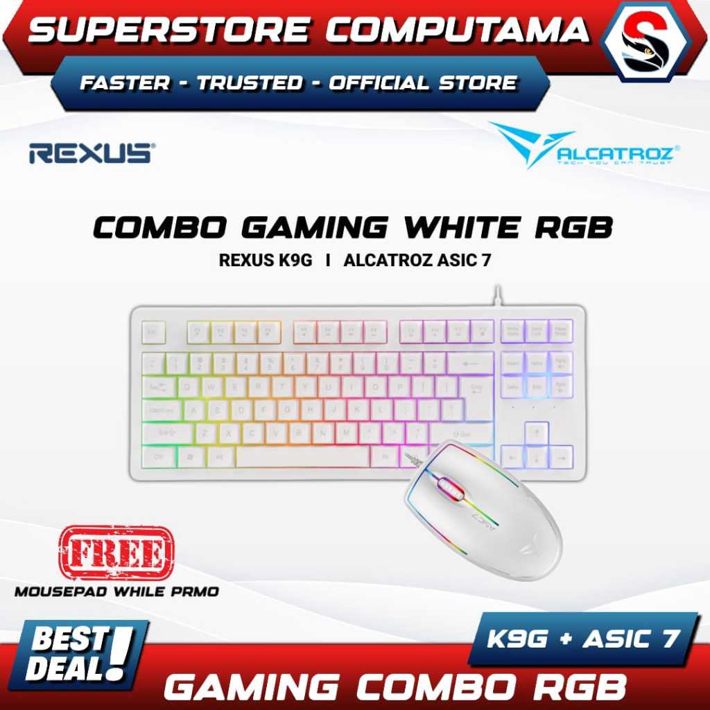 Jual Keyboard Gaming Rexus K9G Fortress TKL RGB Gaming Keyboard Combo WHITE Alcatroz Asic 7 RGB ...
