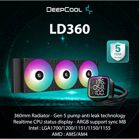 Jual Deepcool LD360 ARGB 360mm AIOCPU Cooler (DIGITAL DISPLAY) | Shopee ...