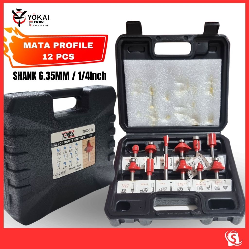 Jual Mata Router Set Mata Profil Mata Trimmer Set Router Bit Set 12pc T ...