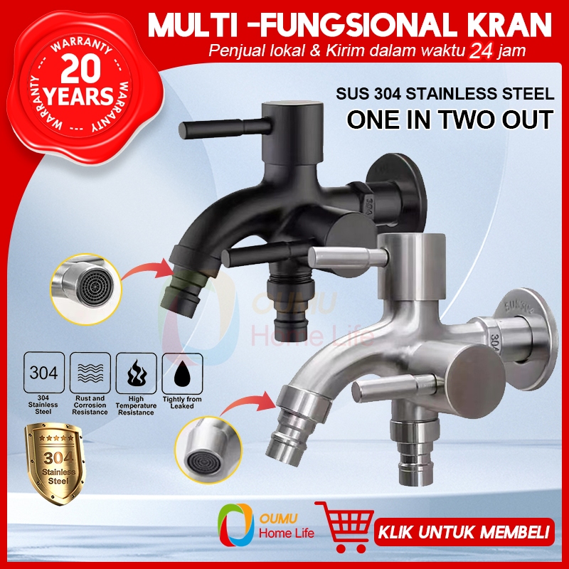 Jual SUS 304 Kran Air Cabang / Kran Shower Cabang 2 / Kran Double Engkol Kran Stainless / Kran ...