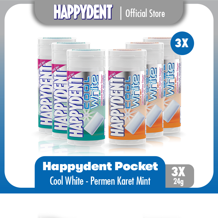 Jual Happydent Cool White Pocket Bottle Citrus/Sweet Mint 28g - Permen ...