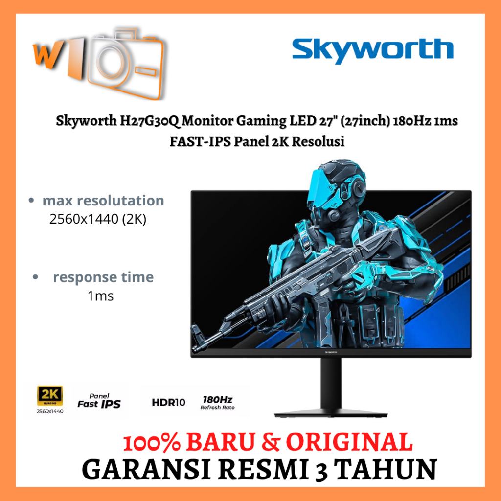 Jual Monitor Skyworth GAMING 27" H27G30Q 2K IPS 180Hz HDMI Garansi ...