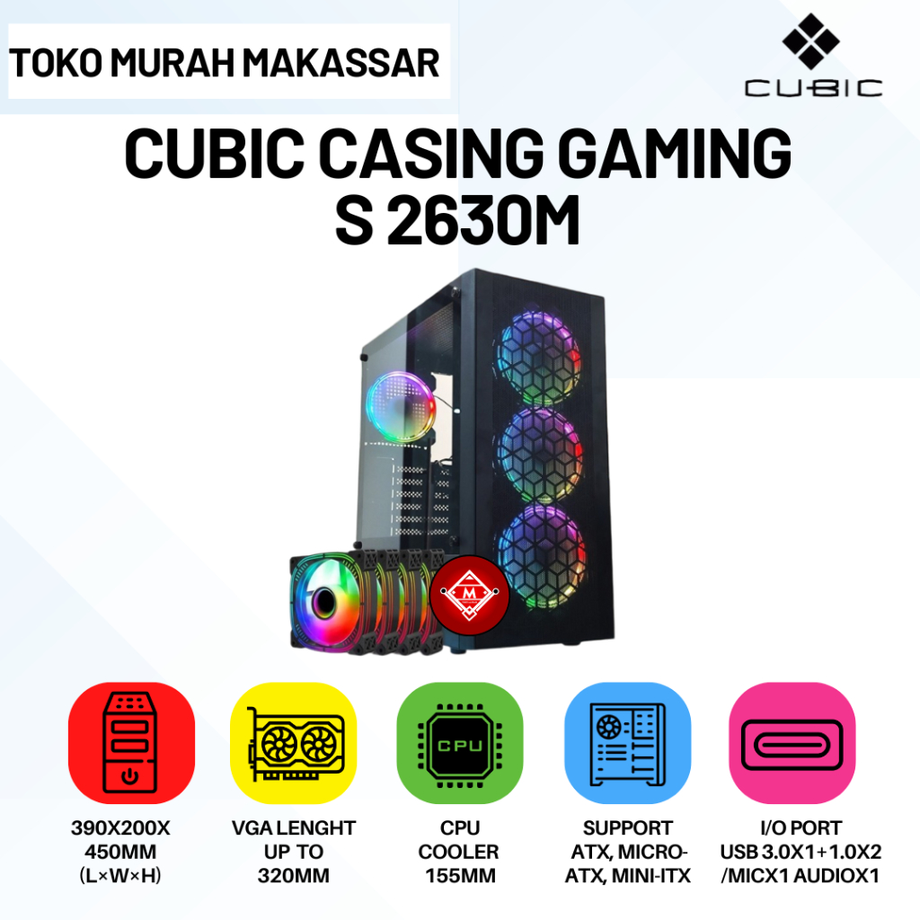 Jual CASING PC GAMING CUBIC COSMO S-2630 / S2630 ATX / MATX GAMING CASE ...