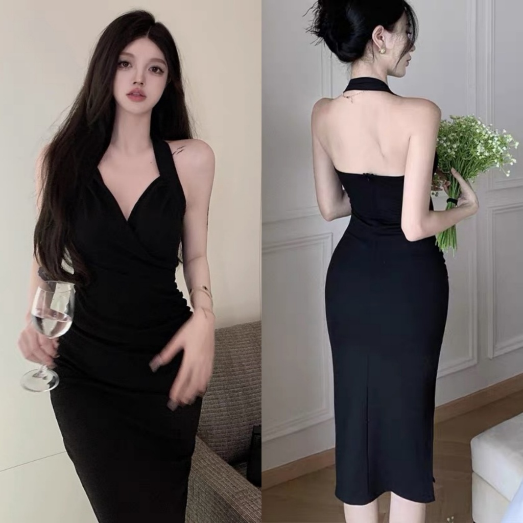 Jual EMITA BLOOM baju midi dress hitam panjang mewah elegan wanita ...