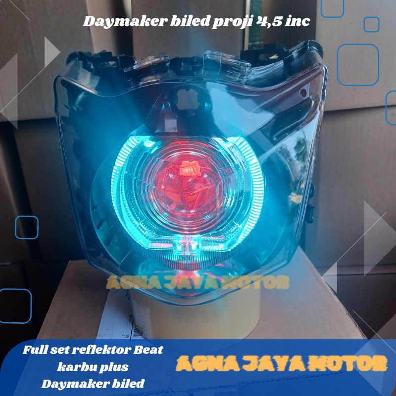 Jual Lampu depan biled proji 4,5 inc beat karbu full set reflektor ring ...