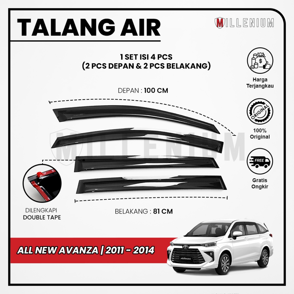 Jual Talang Air Pintu Mobil Toyota All New Avanza 2011 – 2014 Model Slim 4 Pintu | Shopee Indonesia