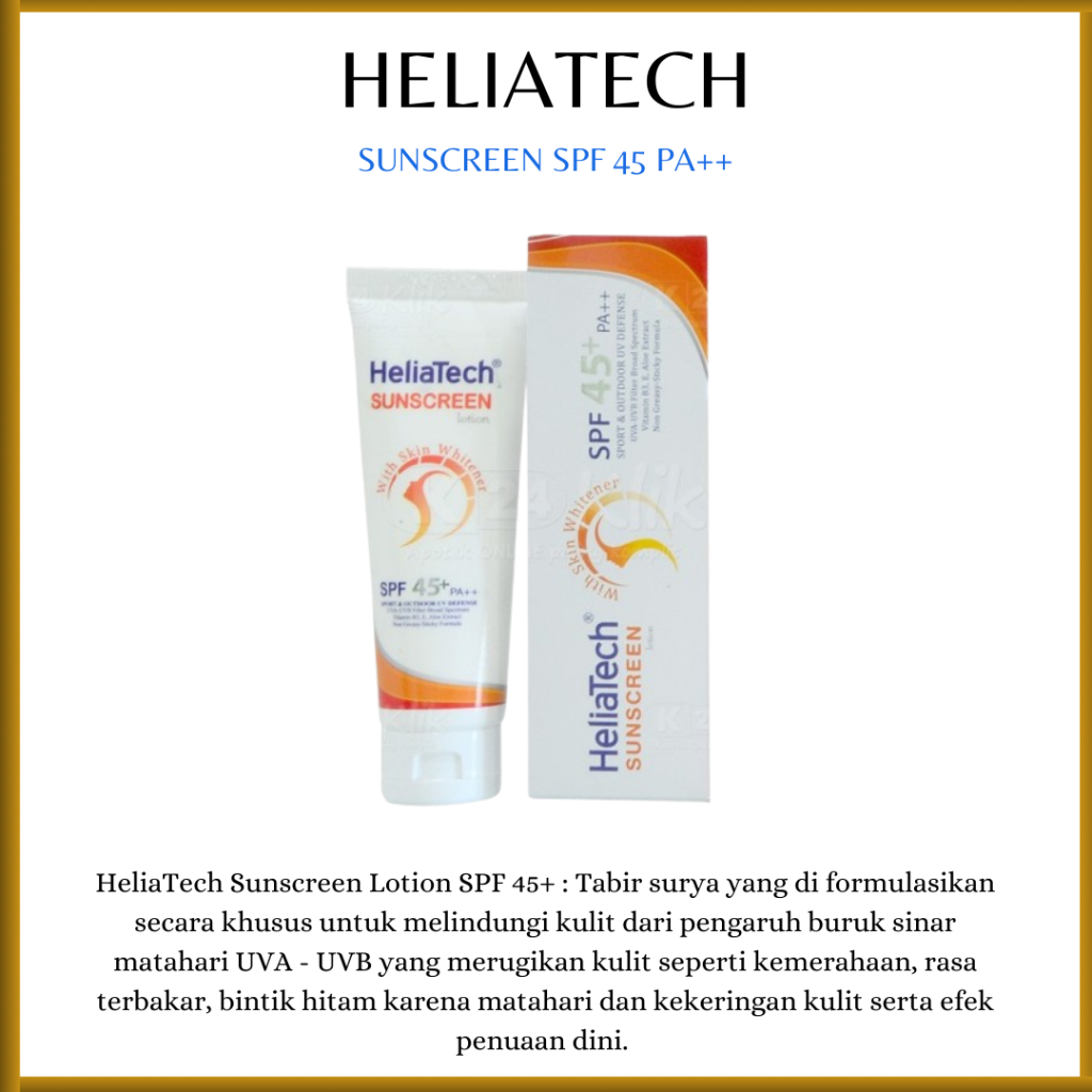 Jual Heliatech Sunscreen Lotion Spf 45+ | Sport & Outdoor UV Defense ...