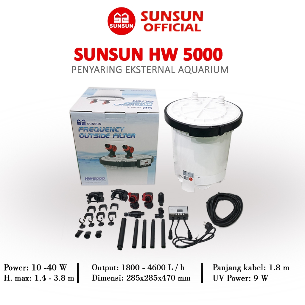 Jual SUNSUN HW 5000 Series + Adaptor Eksternal Filter Kolam Aquarium Taman | Shopee Indonesia