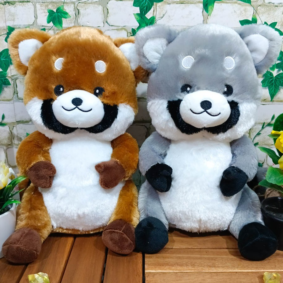 Jual Boneka Red Panda Merah dan Rakun Raccoon Abu Lucu Halus 26 cm ...