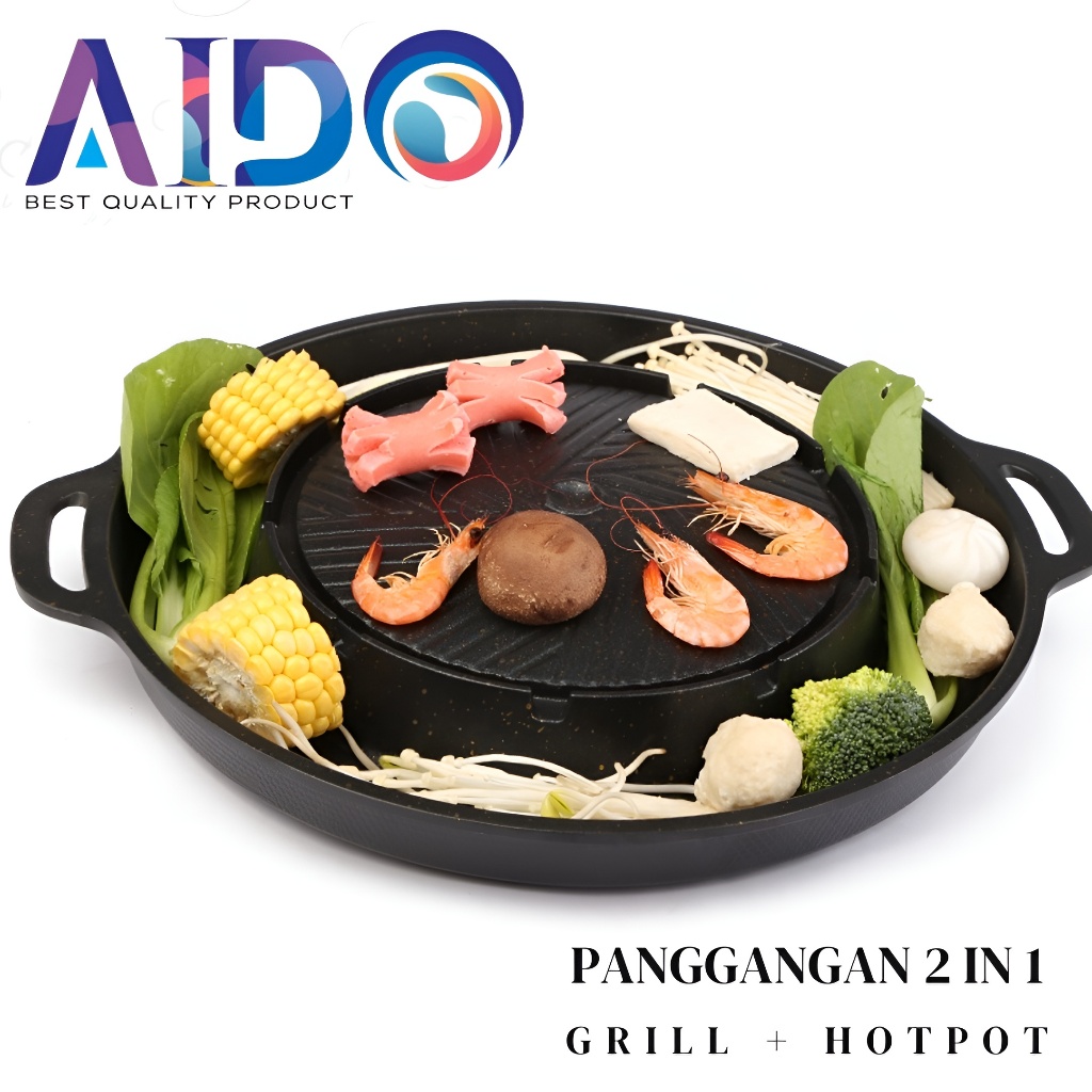 Jual BBQ Round Grill / Alat panggang barbeque / Grill Korea + Hotpot ...
