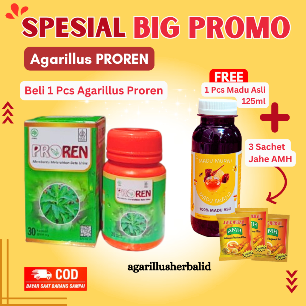 Jual SUPER PROMO + BONUS Agarillus Proren | Batu Ginjal | Batu Empedu ...