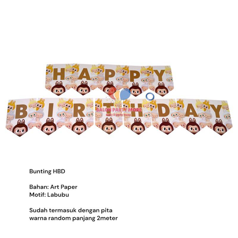 Jual (LABUBU) Bunting Banner Happy Birthday Labubu Viral Cute Lucu ...