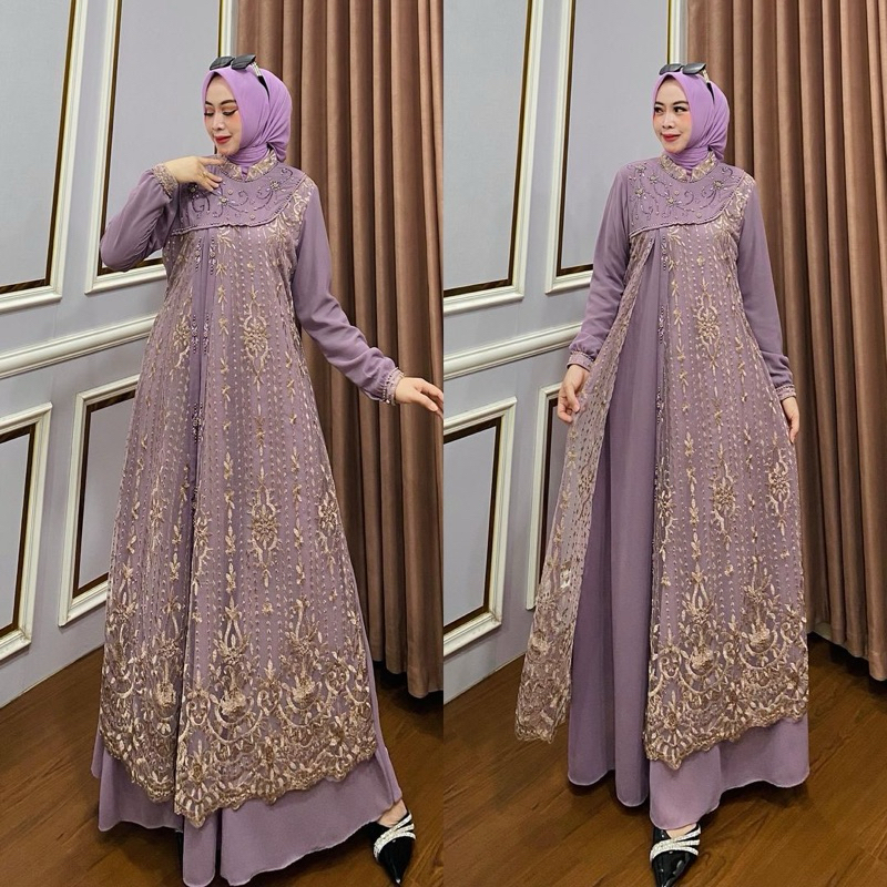Jual Gamis Brokat Mewah Terbaru 2025 Laura Dress Maxy Hana Dress Ceruty Babydoll Gamis Pesta ...