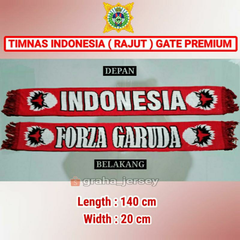 Jual SCARF INDONESIA Timnas FORZA GARUDA Rajut Merah Putih Premium ...
