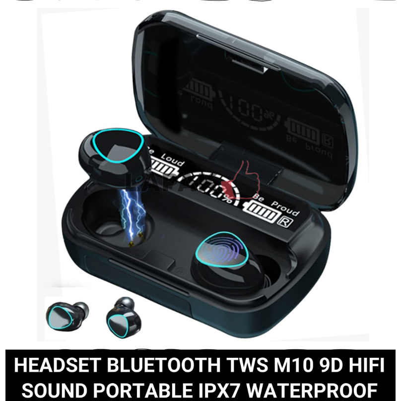 Jual MS Tws M10 wireless bluetooth full bass + powerbank / tws headset bluetooth / earphone ...