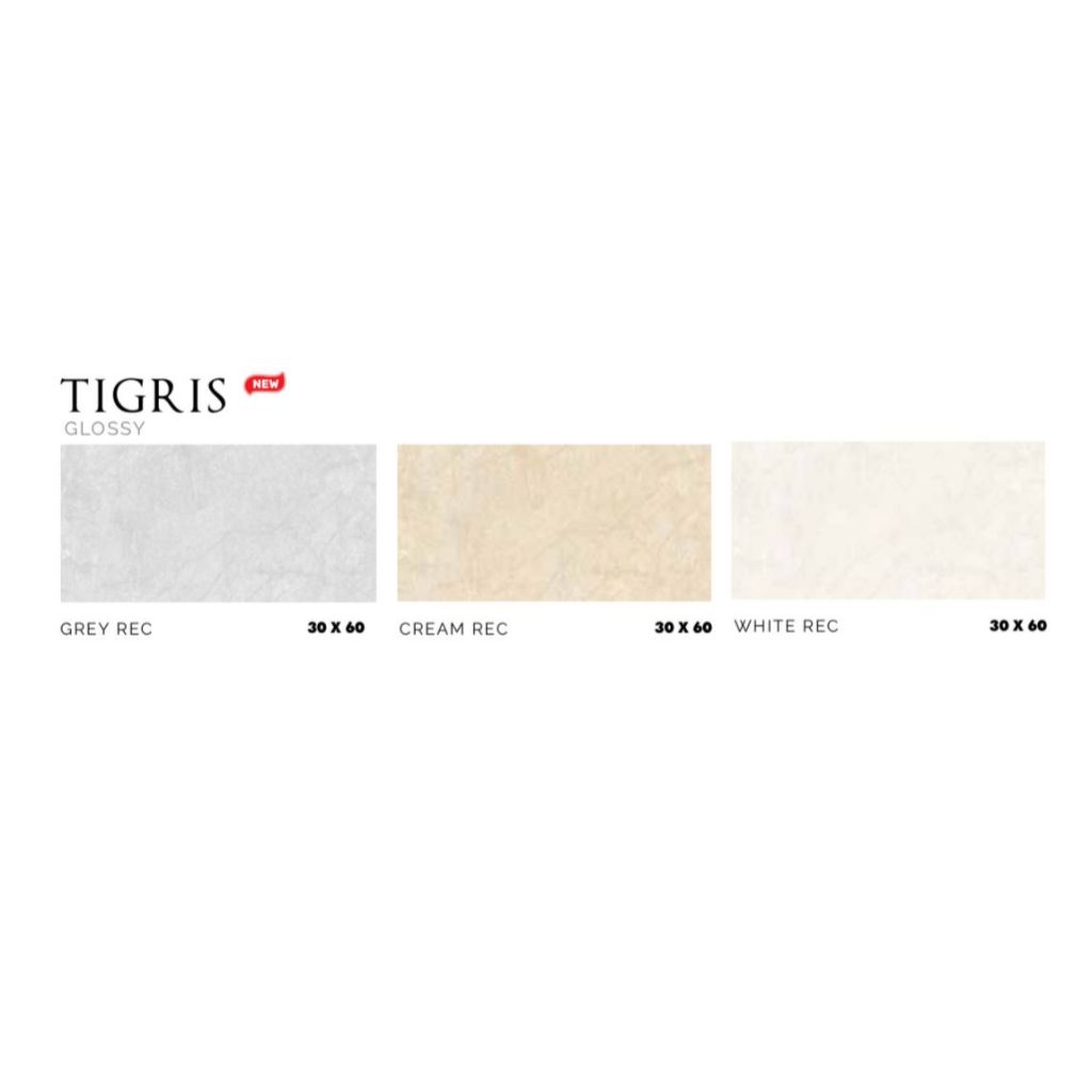 Jual PLATINUM CERAMICS RECTIFIED WALL TILE TIGRIS GLOSSY GREY, CREAM ...