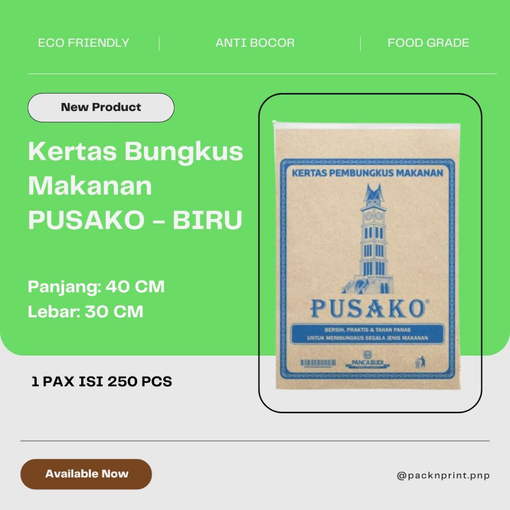 Jual Kertas Bungkus Nasi PUSAKO 30 X 40 cm Isi 250 Lembar | Shopee ...