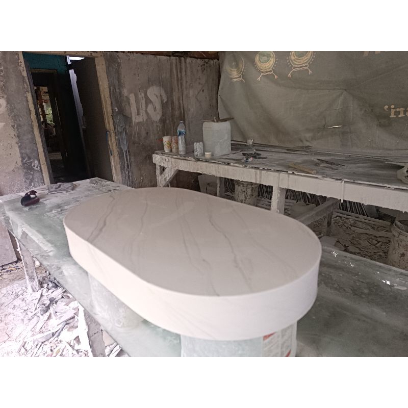 Jual TOP TABLE SOLID SURFACE MINIMALIS CARARA CUSTOM MEJA KOPI | Shopee ...