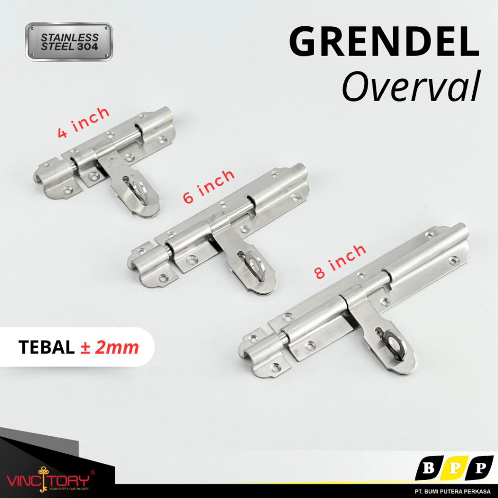 Jual VINCITORY Grendel Overval Tebal 2mm Stainless Steel PREMIUM ...