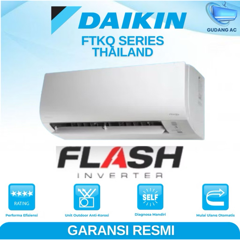 Jual AC Daikin 3/4 PK Inverter Thailand FTKQ20UVM4 Flash Inverter ...