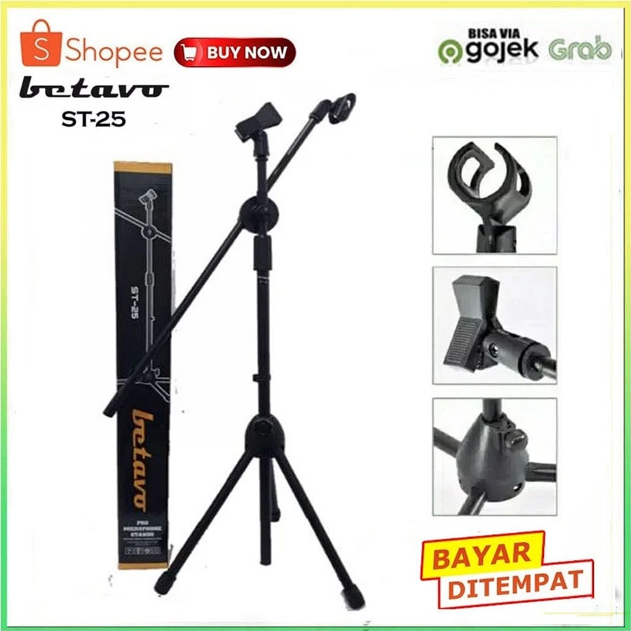 Jual Stand Mic BETAVO ST25 ST 25 Lantai Kaki 3 Tiang Mic Cagak Mic Tripod | Shopee Indonesia