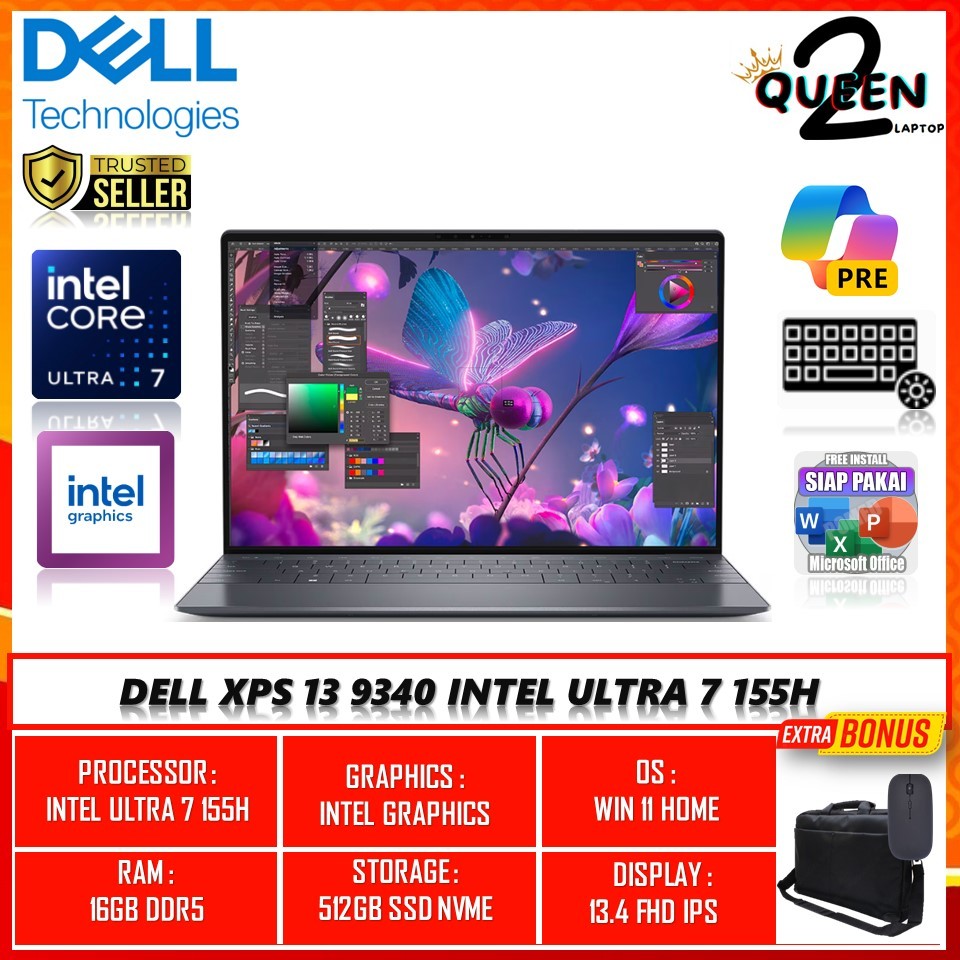 Jual Laptop Desain Dell XPS 13 9340 Intel Ultra 7 155H Ram 16GB DDR5 ...