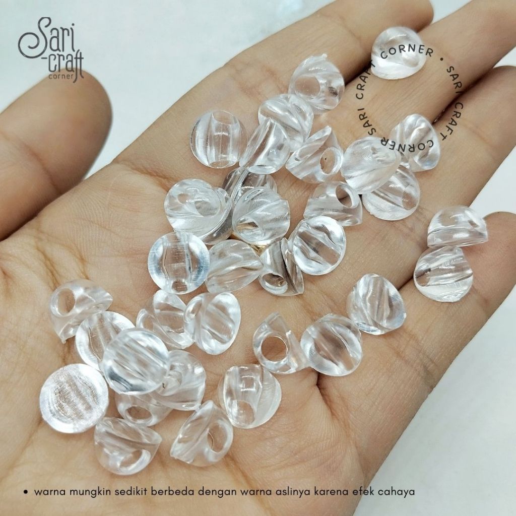 Jual Tempelan Belakang Lubang Clay/Resin Bulat Transparan - 100pcs ...