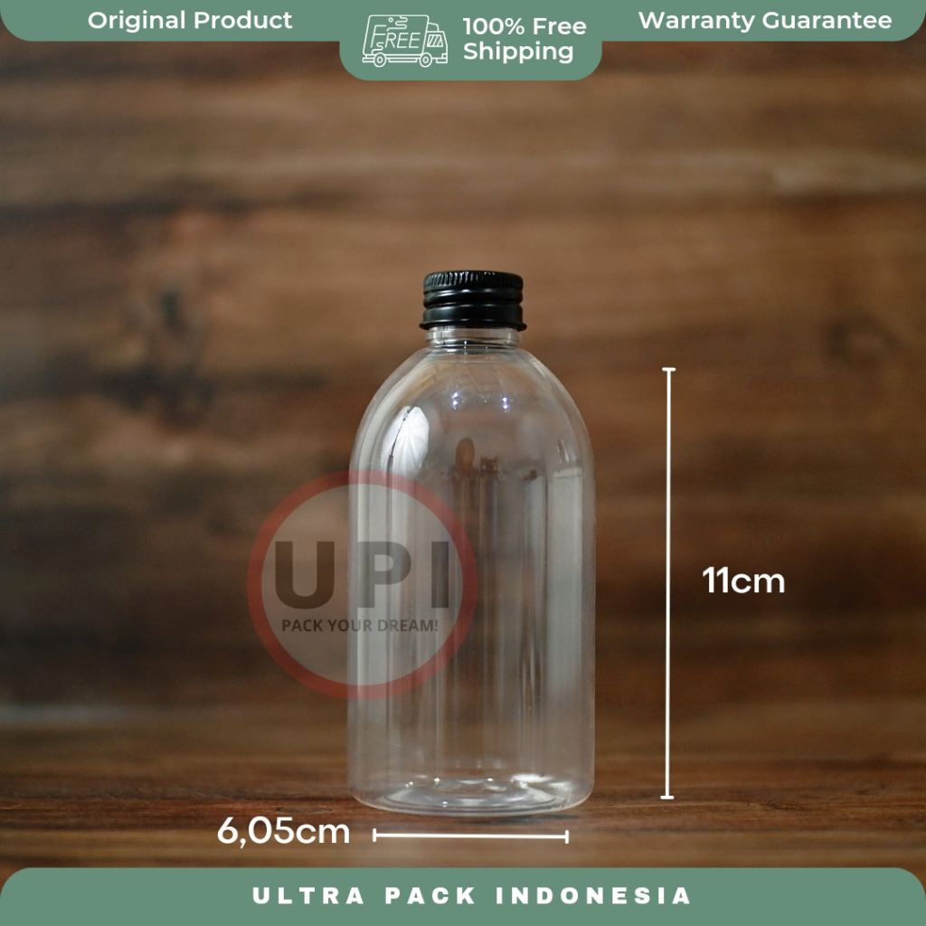 Jual KEMASAN MINUMAN BOTOL FOOD GRADE - BOTOL PET VINI 250ML CLEAR + TUTUP ULIR ALUMINIUM ...