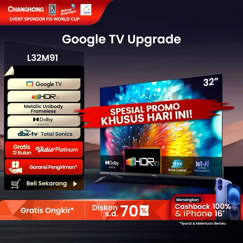 Jual Changhong google tv 32” google tv murah changhong 32 inch garansi resmi | Shopee Indonesia
