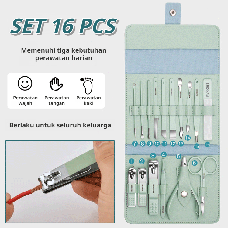 Jual ⚡[Set 16 buah] Set gunting kuku baja tahan karat yang dapat ...