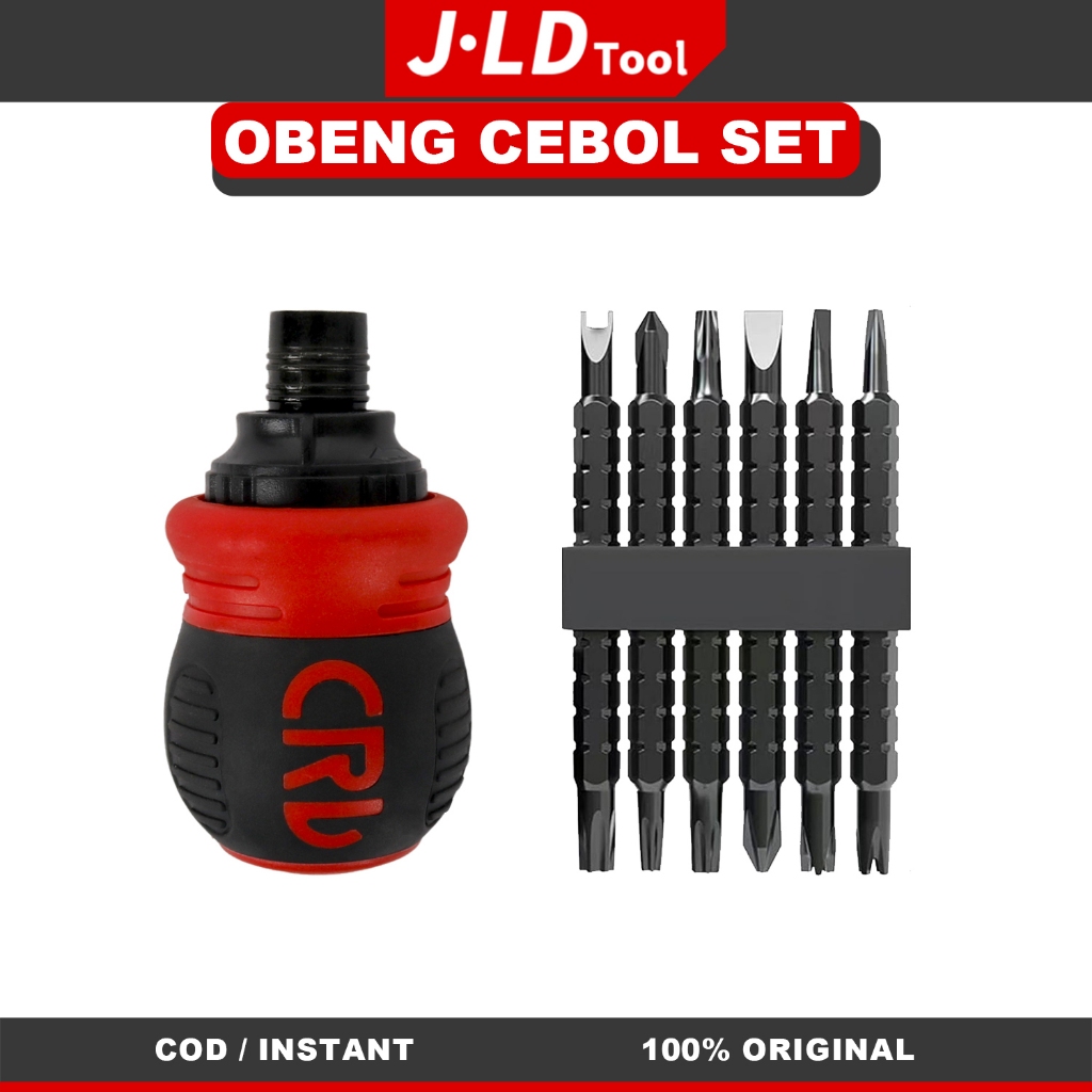 Jual JLD Cebol Obeng pendek Set 6 in1 Multifungsi bisa Dilepas Bolak ...