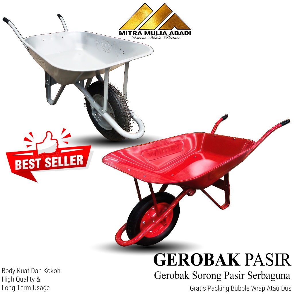 Jual Gerobak Pasir Sorong Merah / Gerobak Dorong / Gerobak Serbaguna ...