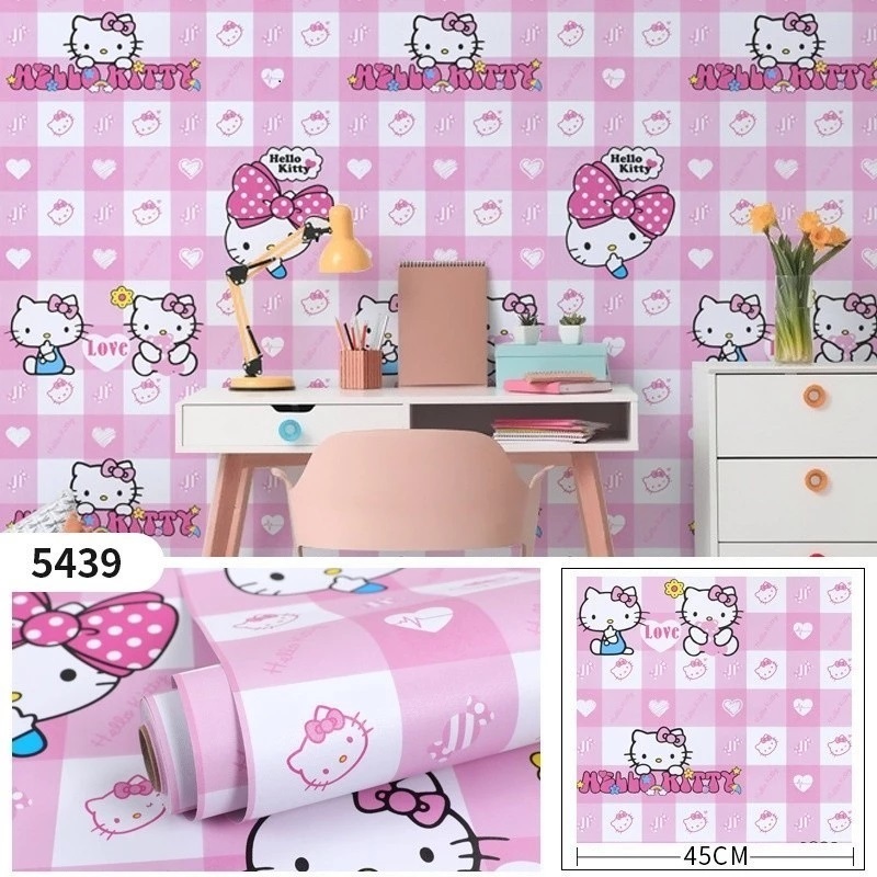 Jual WALLPAPER STIKER DINDING HELLO KITTY PITA NEW DESIGN 45CM X 8-9M | Shopee Indonesia